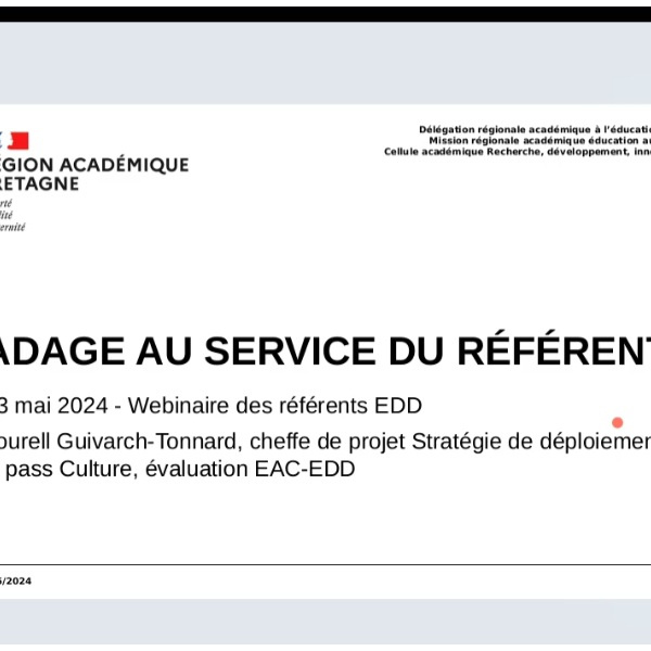 Webinaire des Réferents EDD 2024 - ADAGE - Education au développement durable